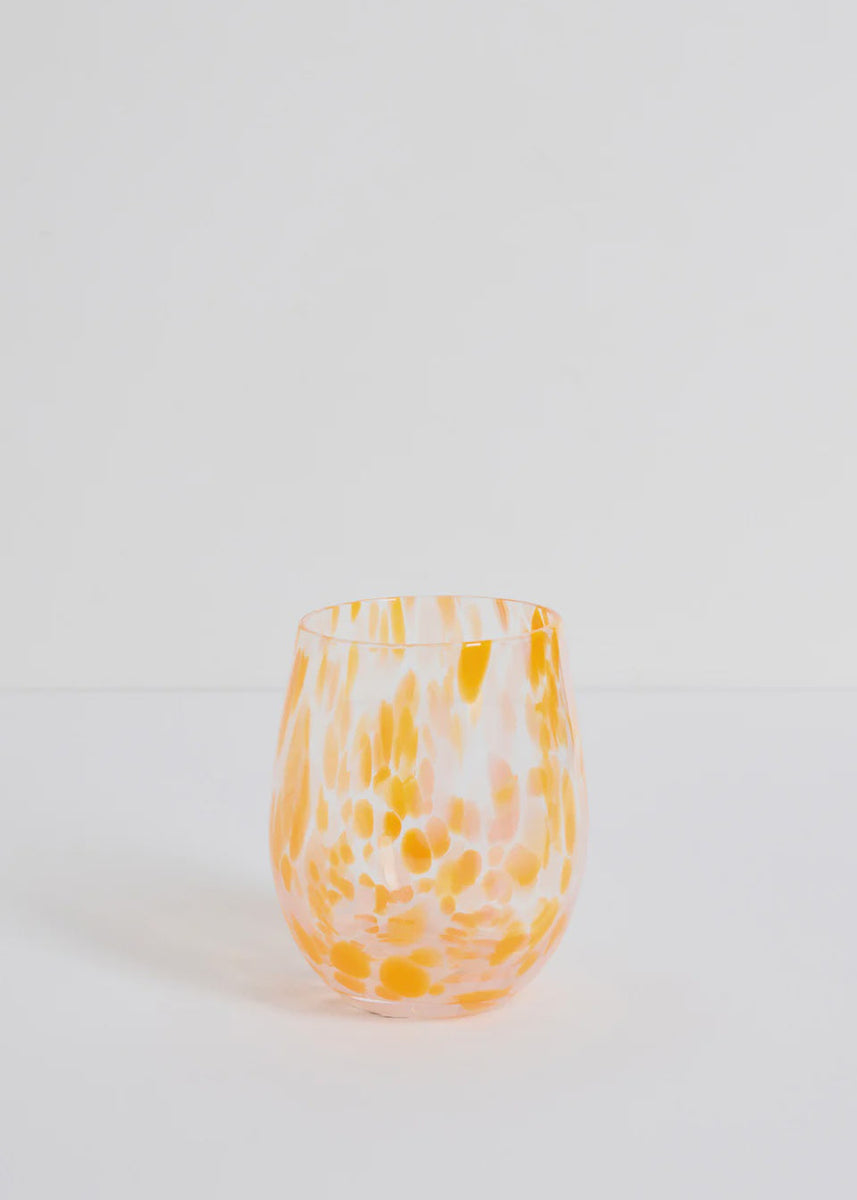 WILLOW & MAE Splatter Wine Glass - Orange/White Splatter – RUMOR