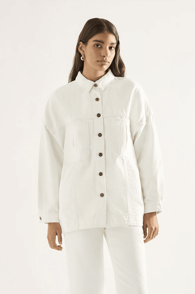 OUTLAND DENIM Jenny Denim Shacket - Winter White – RUMOR